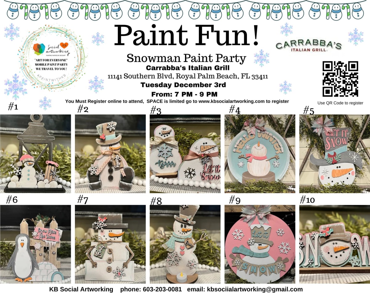 Snowman Paint Party Carrabba's Italian Grill Tuesday December 3rd From ...