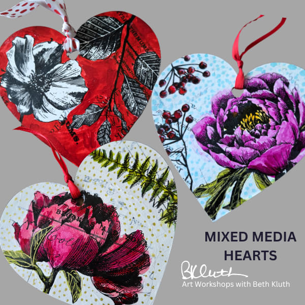 Mixed Media Hearts (set of 3)