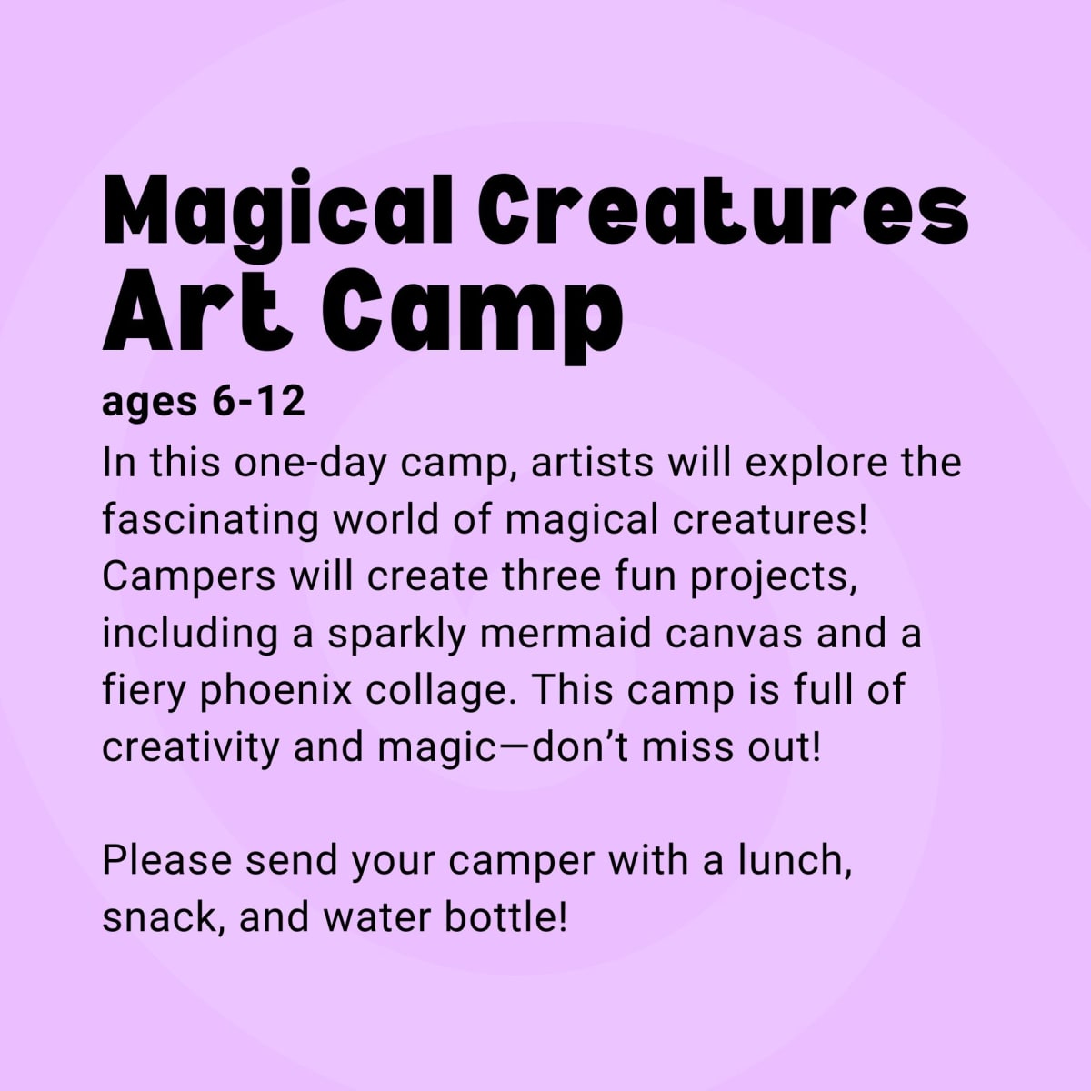 Magical Creatures Art Camp