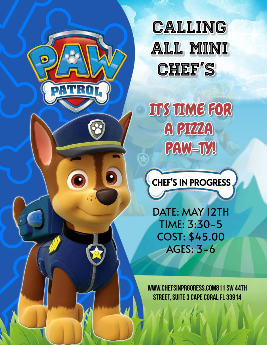 🐾 Mini Chef Cooking Class – Paw Patrol Pizza Party!
