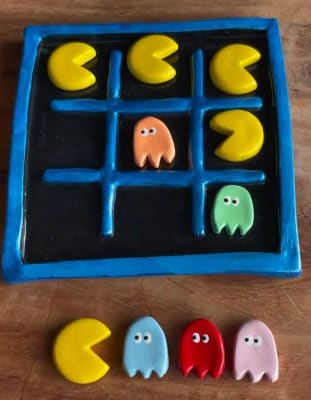 Summer Camp 7/29/2025 - Clay Pacman Tic-tac Toe