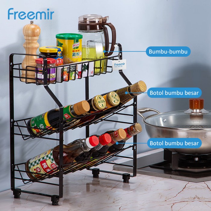 Jual freemir Rak Botol Bumbu Dapur 3 Susun Pipih Serbaguna Seasoning ...