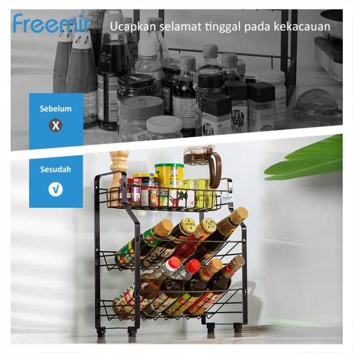 Jual freemir Rak Botol Bumbu Dapur 3 Susun Pipih Serbaguna Seasoning ...
