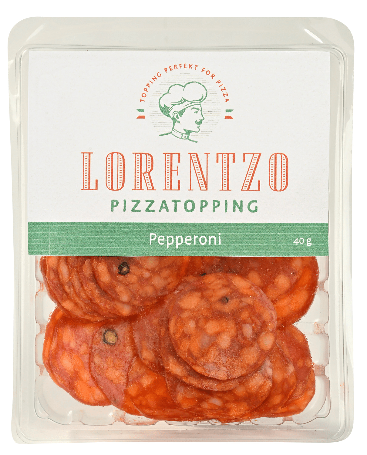 Lorentzo pizzatopping pepperoni 40 g | Oluf Lorentzen