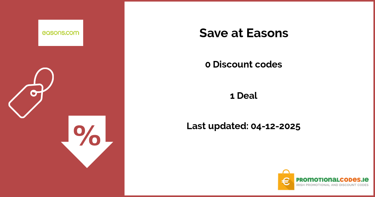 Easons Discount Codes → Up to 75% off | December 2025