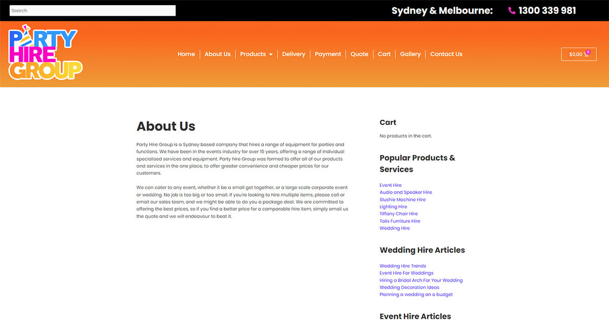 About Us - Party Hire Group is a leading party hire company in Sydney ...