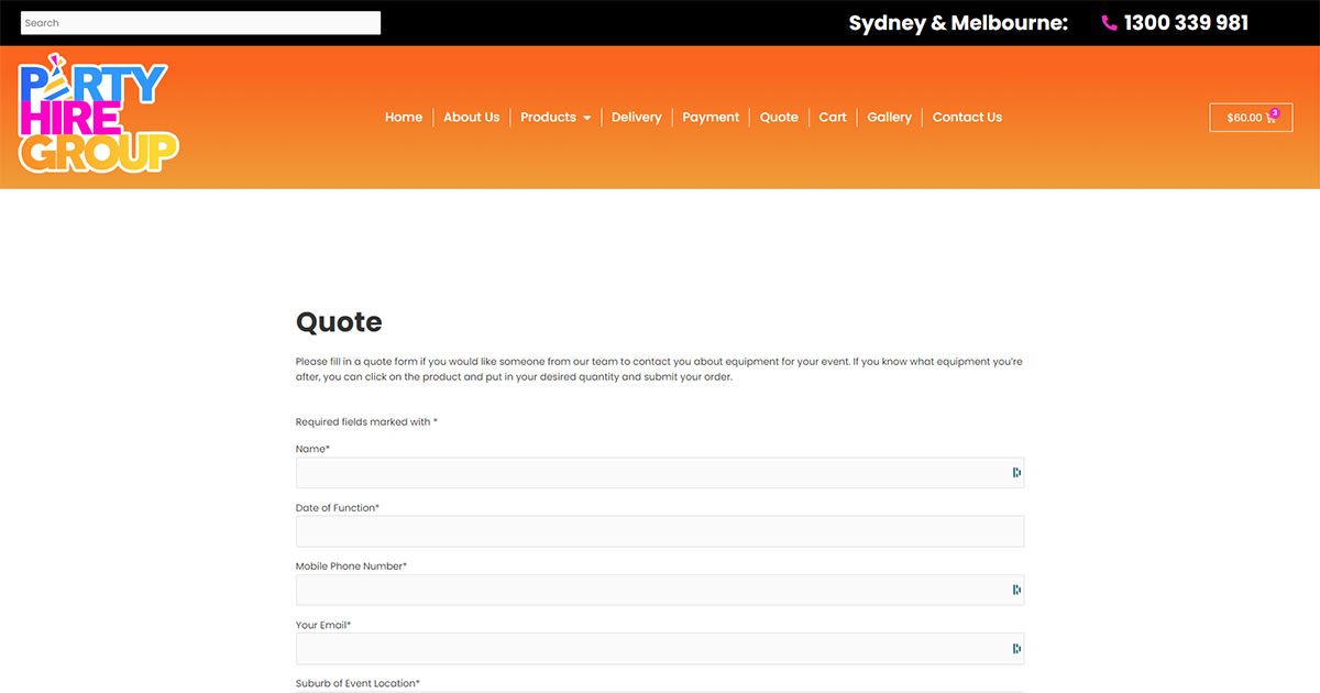 Quote | Party Hire Group