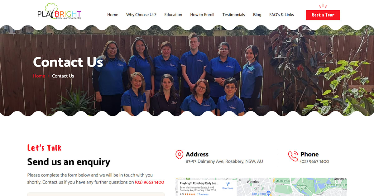 Contact Us | Playbright Early Learning Centre Rosebery