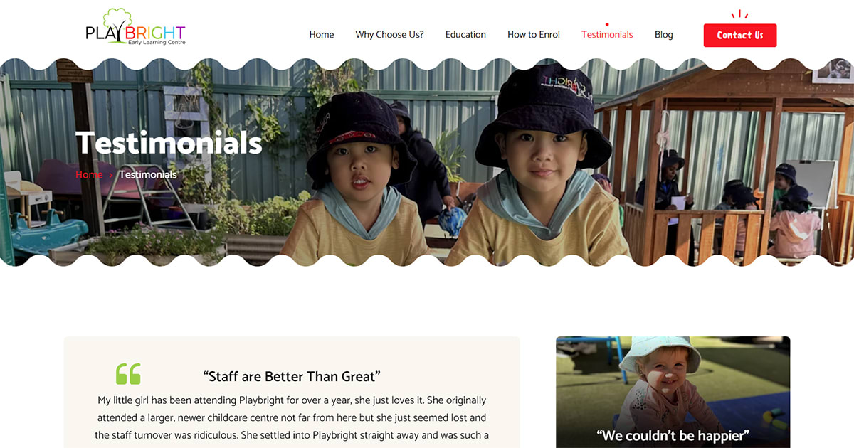 Playbright Childcare Testimonials - Hear from Our Happy Parents!