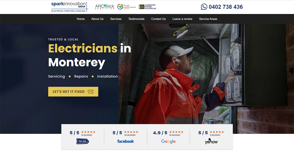 Electrician Monterey | Spark Innovation Group | 100% GTD!