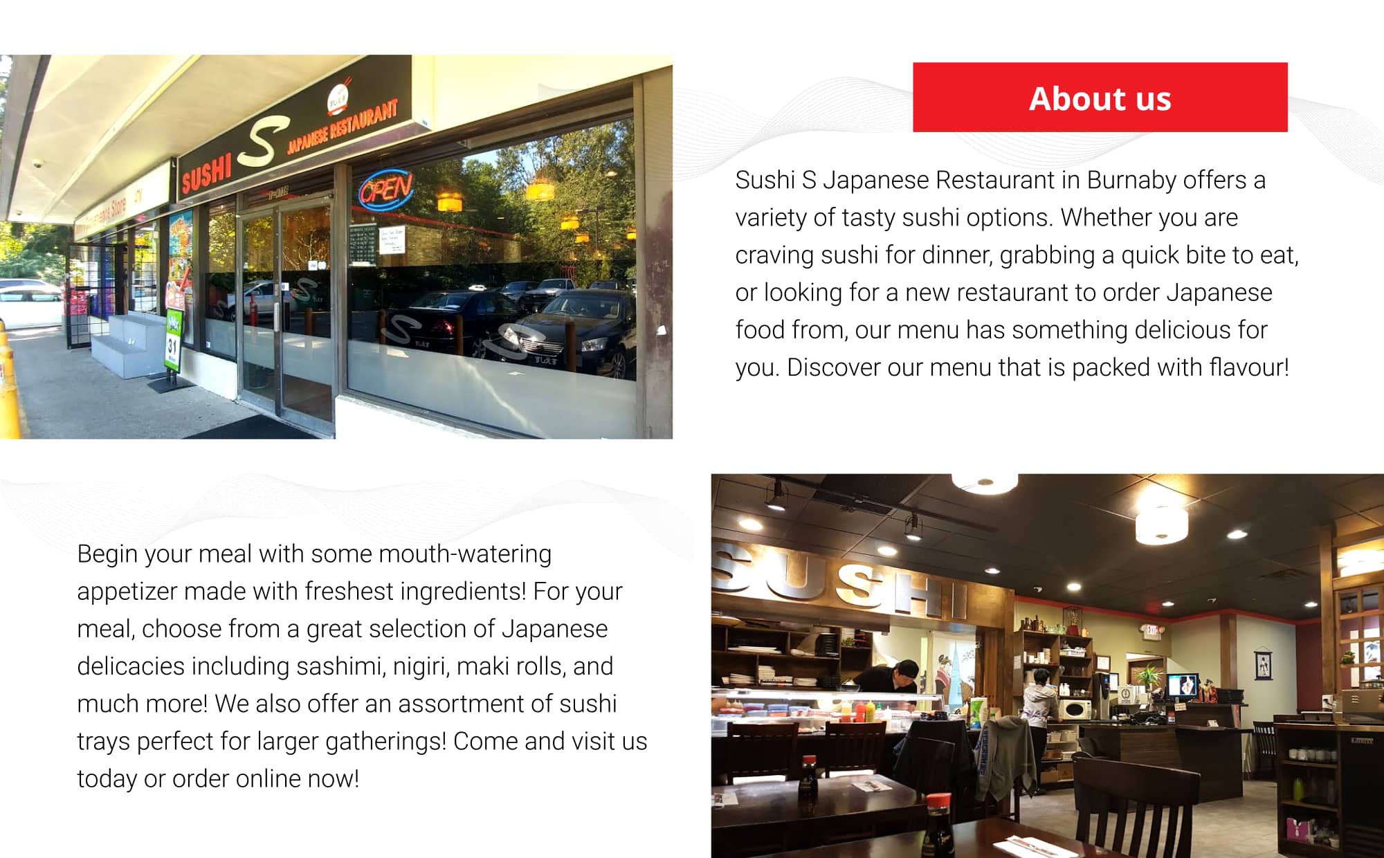 Sushi S | Japanese Restaurant in Burnaby | Order Online