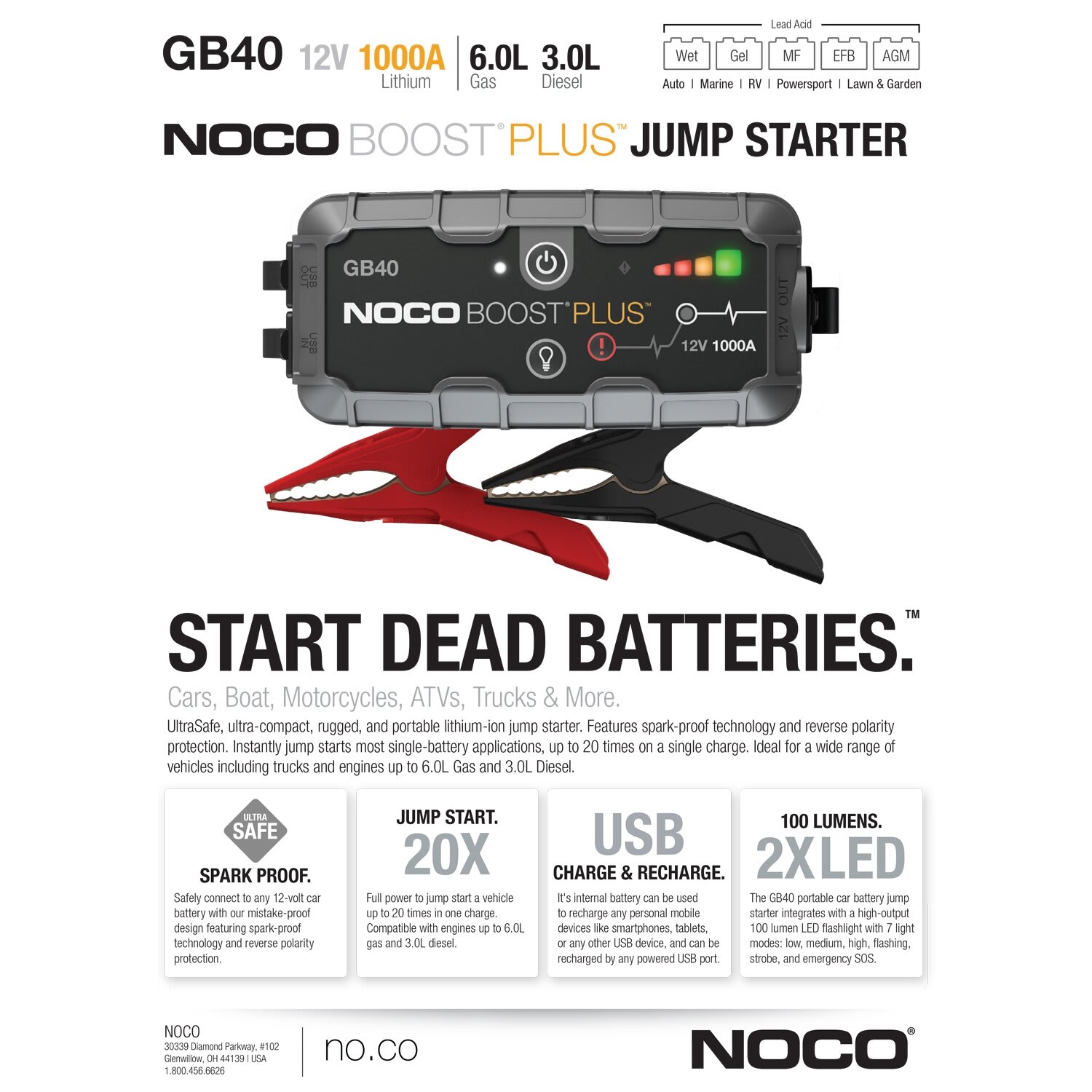 Noco Boost Plus GB40 Jump Starter | 1006396 | Outdoor Warehouse