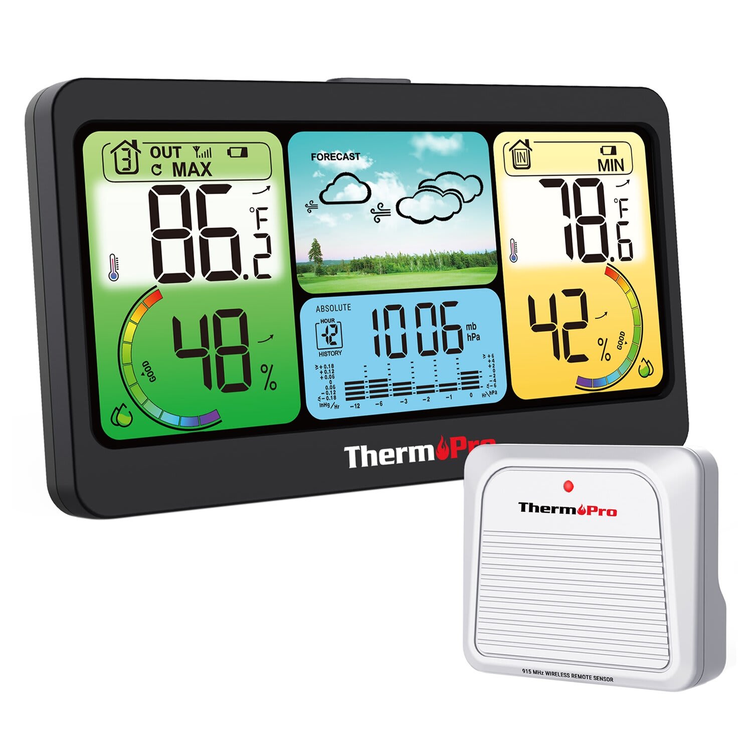 ThermoPro Indoor/Outdoor Weatherstation- Black | 1016232 | Outdoor Warehouse
