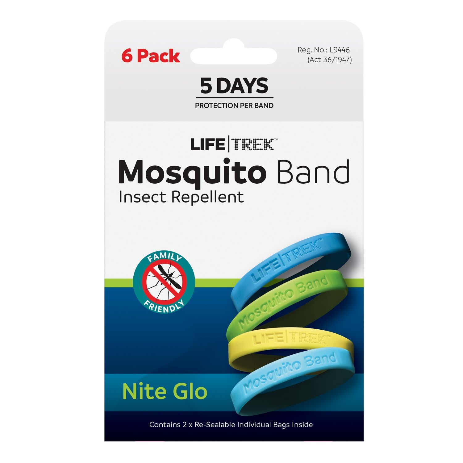 Lifetrek Mosquito Band Glow 6Pk | 1010295 | Outdoor Warehouse Kiosk
