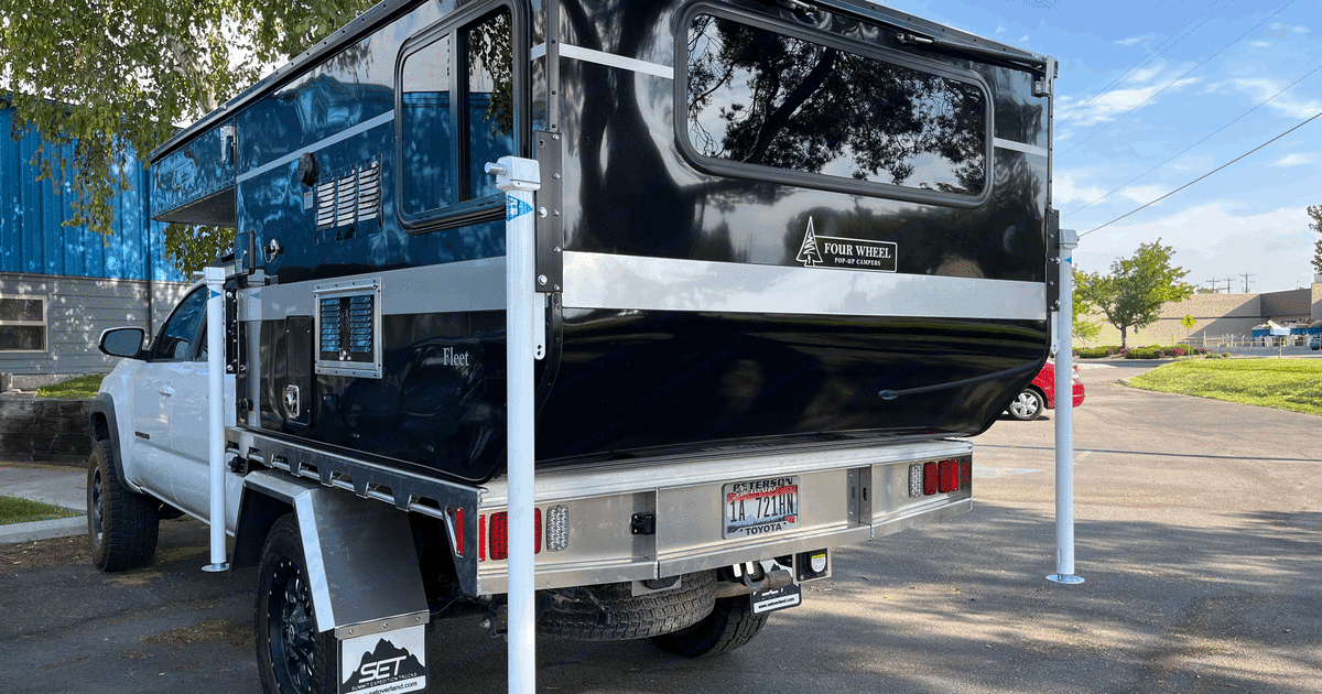 2022 Four Wheel Campers 2018 Tacoma with 2022 Fleet Flatbed Truck ...