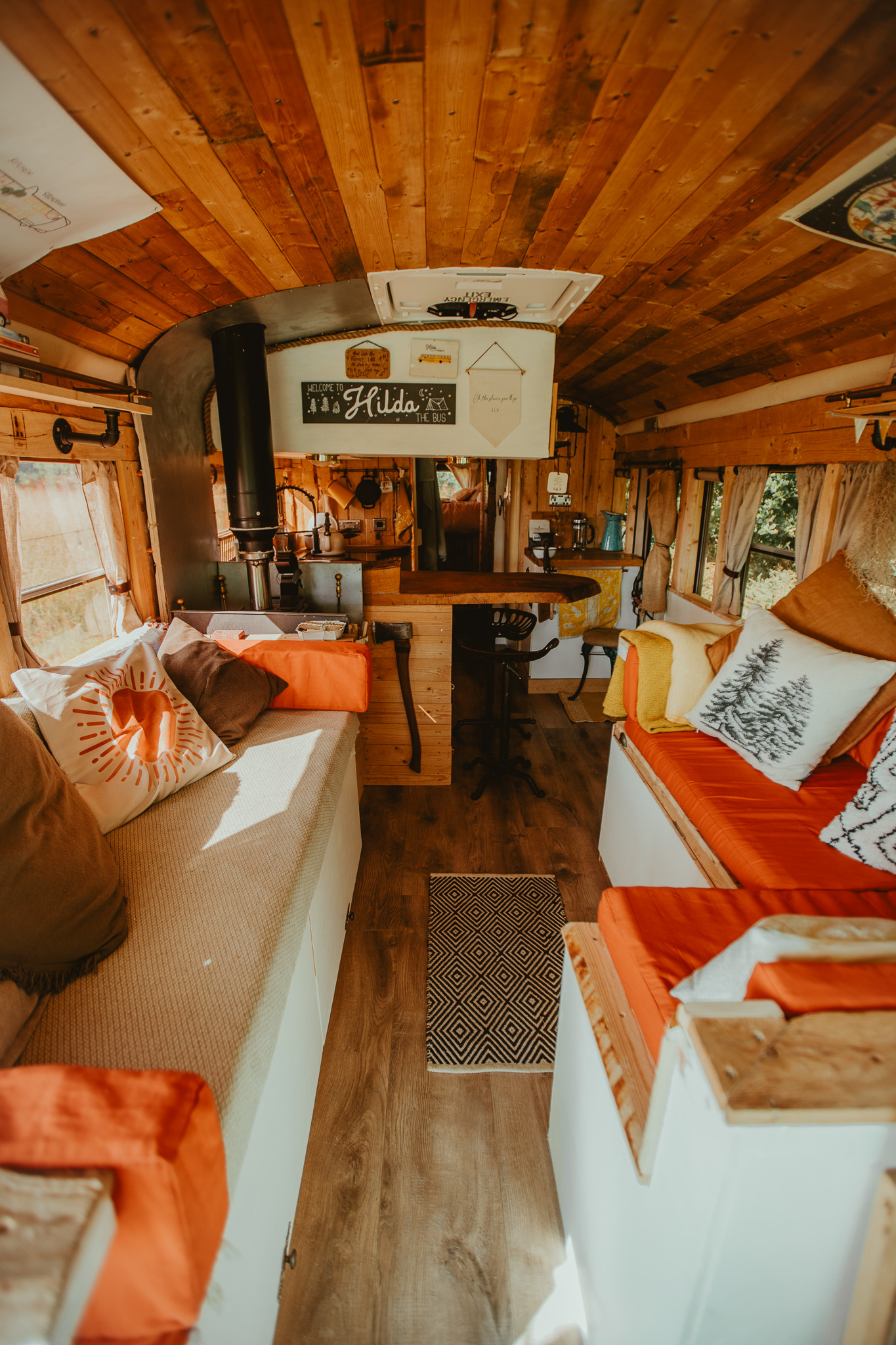 Hilda The American School Bus campervan for hire, Buxton - Quirky Campers