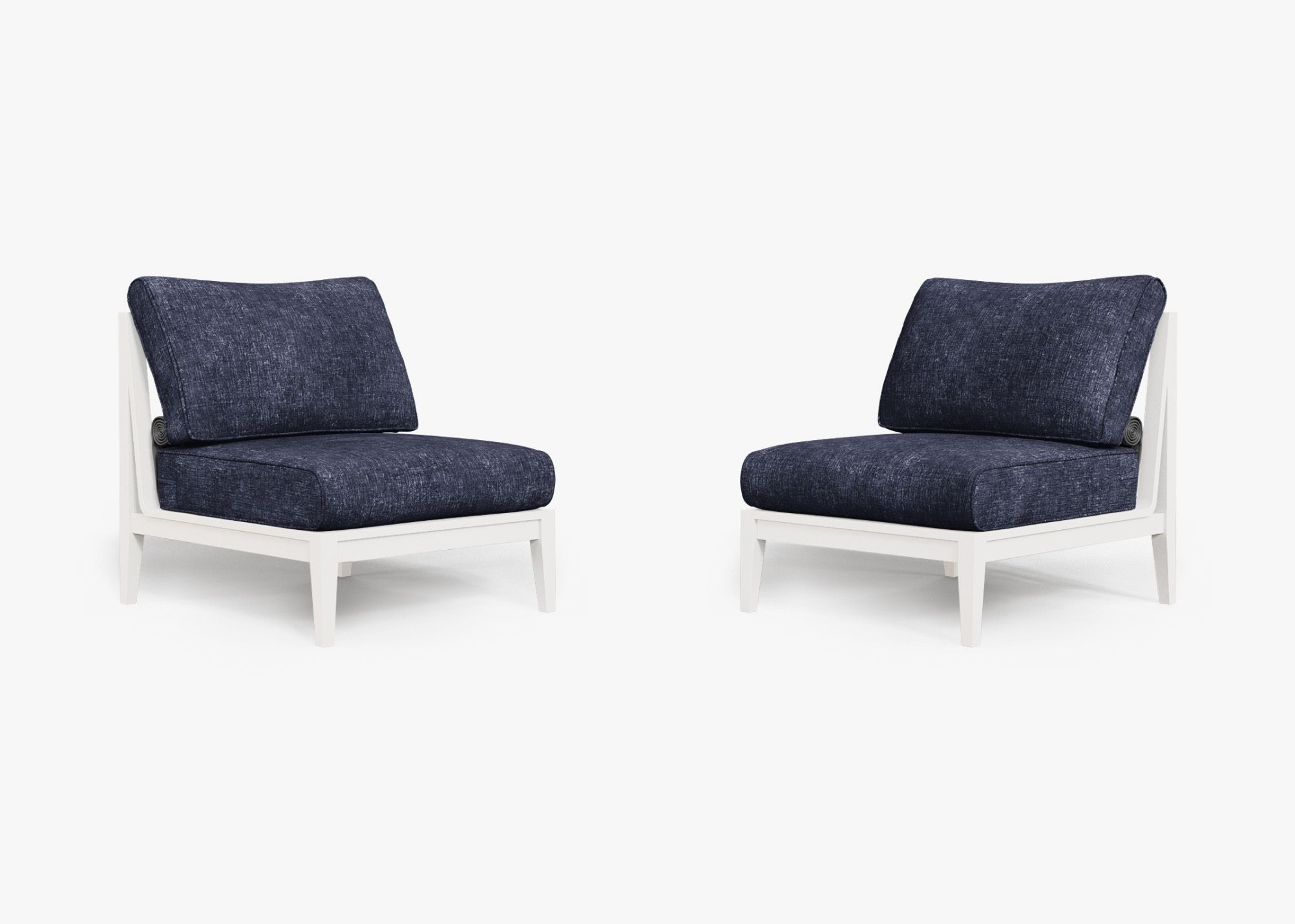 Outer White Aluminum Outdoor Armless Chair Conversation Set Deep Sea Navy