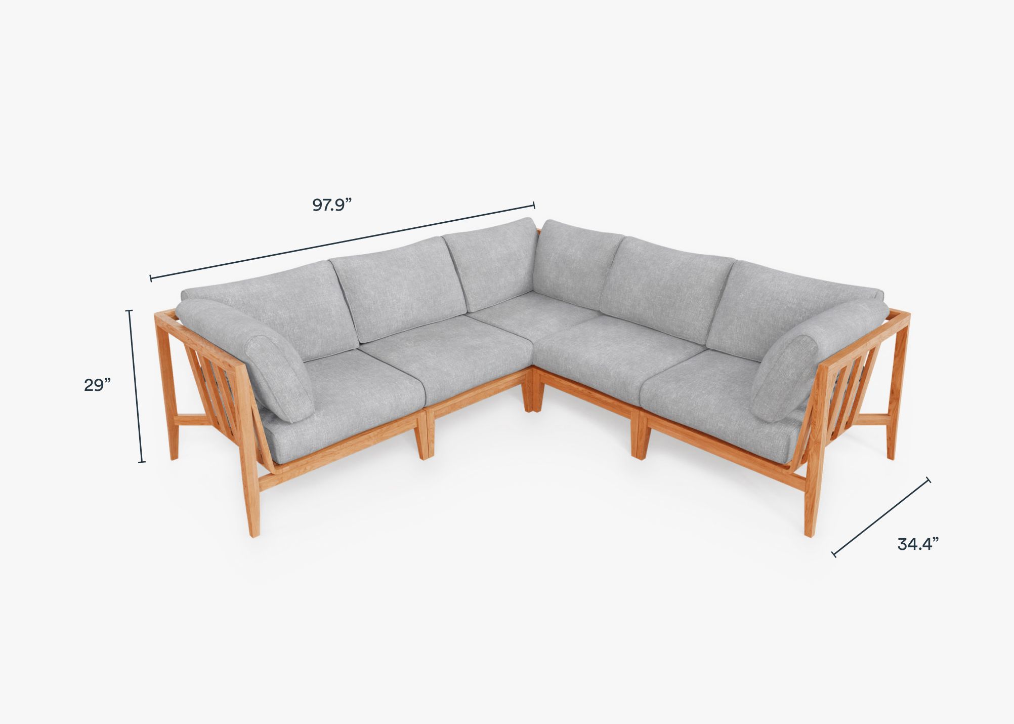 Outer Teak Outdoor Corner Sectional 5 Seat Pacific Fog Gray