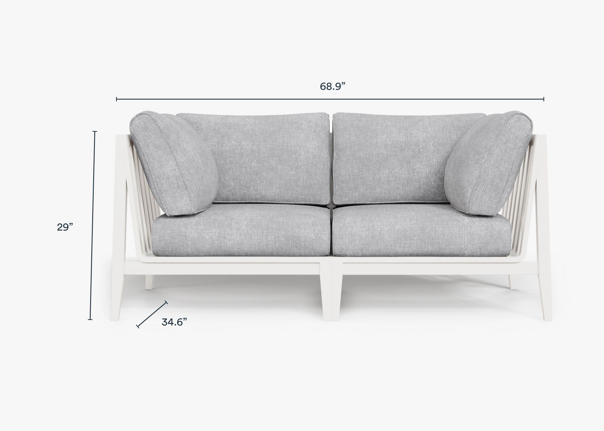 Outer White Aluminum Modular Outdoor Loveseat