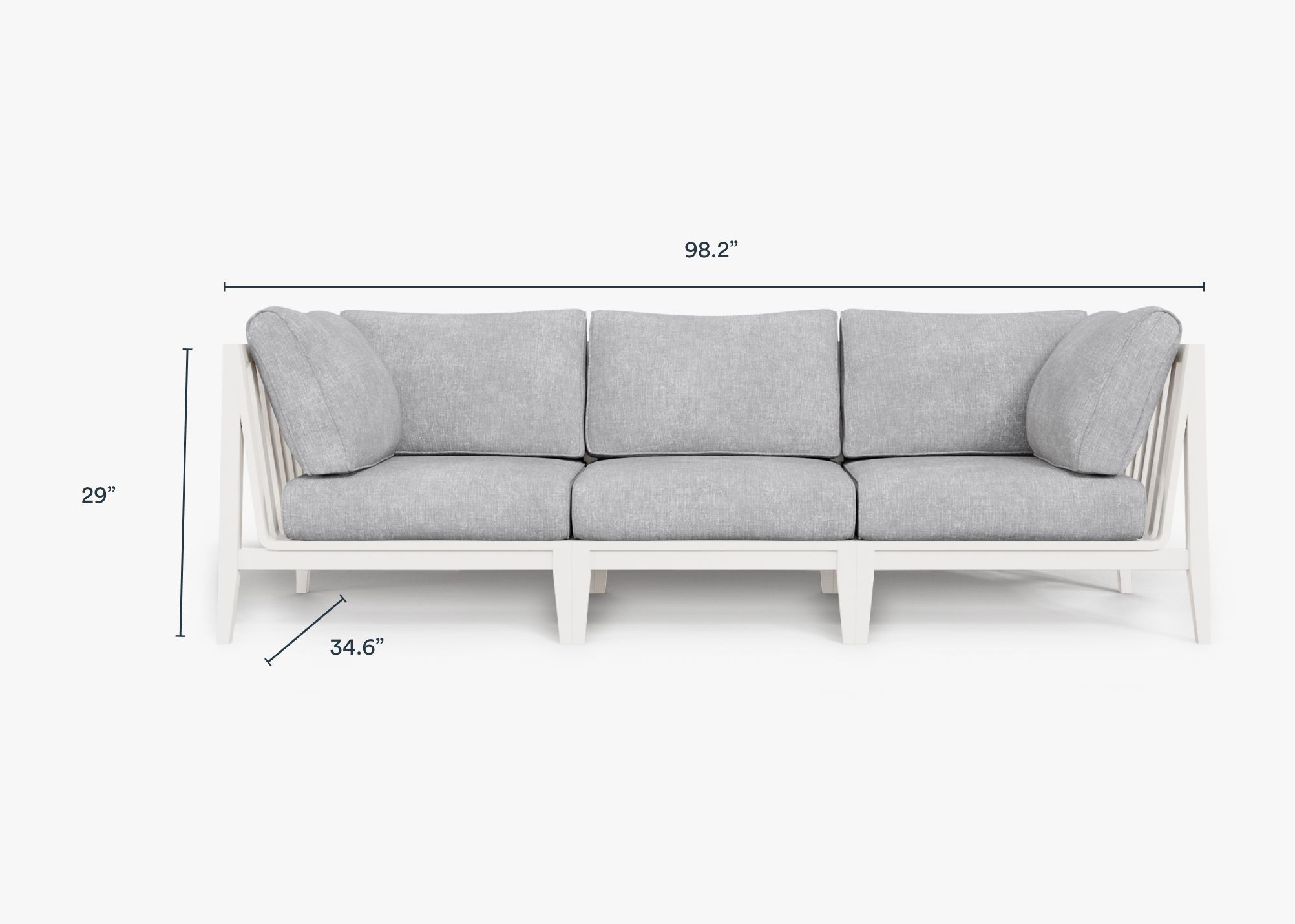 Outer White Aluminum Modular Outdoor Sofa 3 Seat