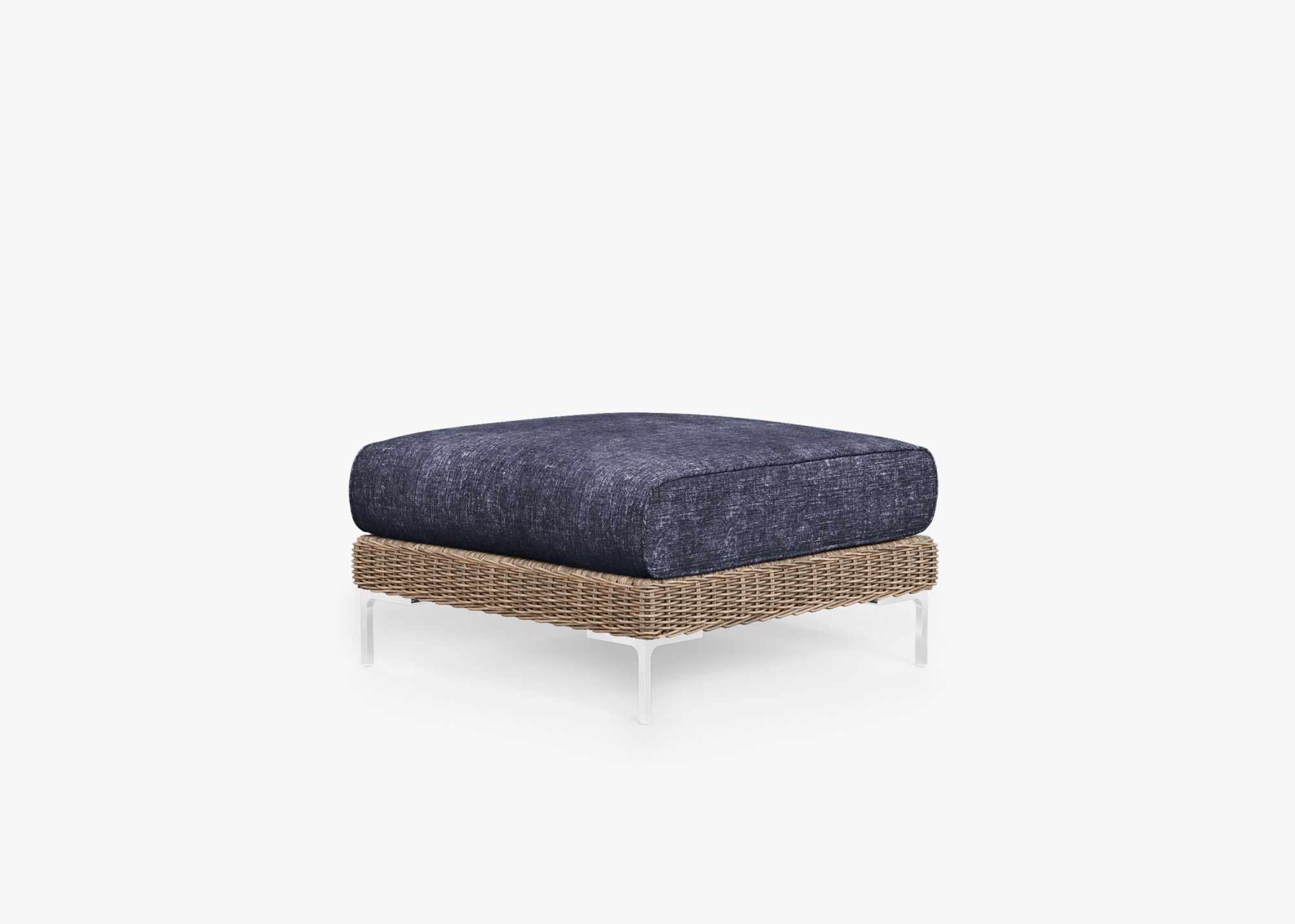 Outer Brown Wicker Outdoor Ottoman Deep Sea Navy
