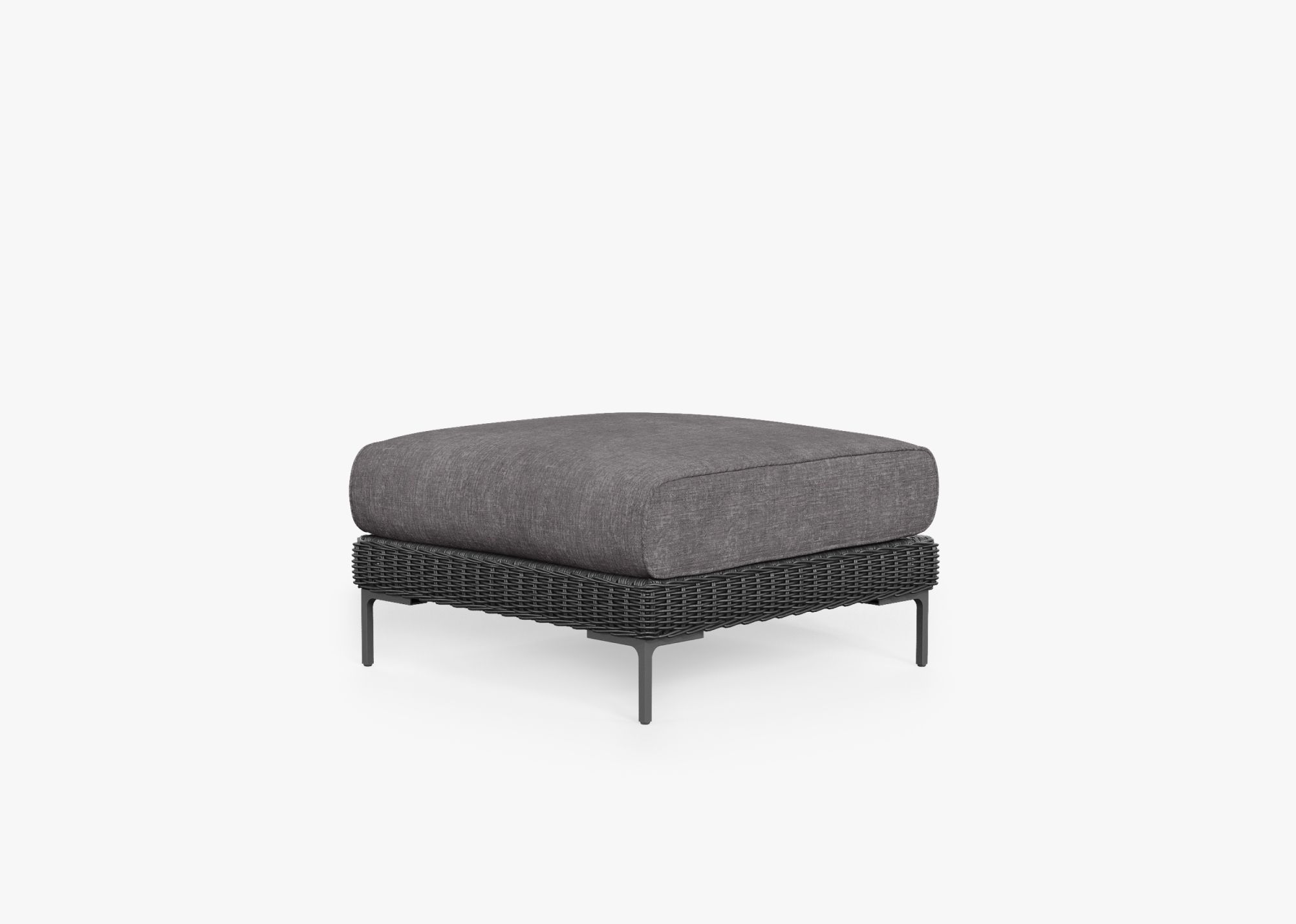 Black rattan ottoman store