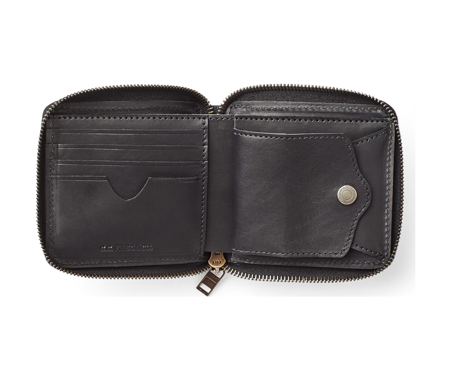 Filson Dawson Leather Zip Wallet - Black