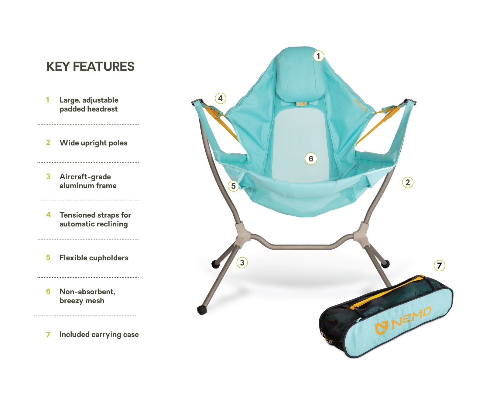 NEMO Stargaze Reclining Camp Chair - Hazy Aqua