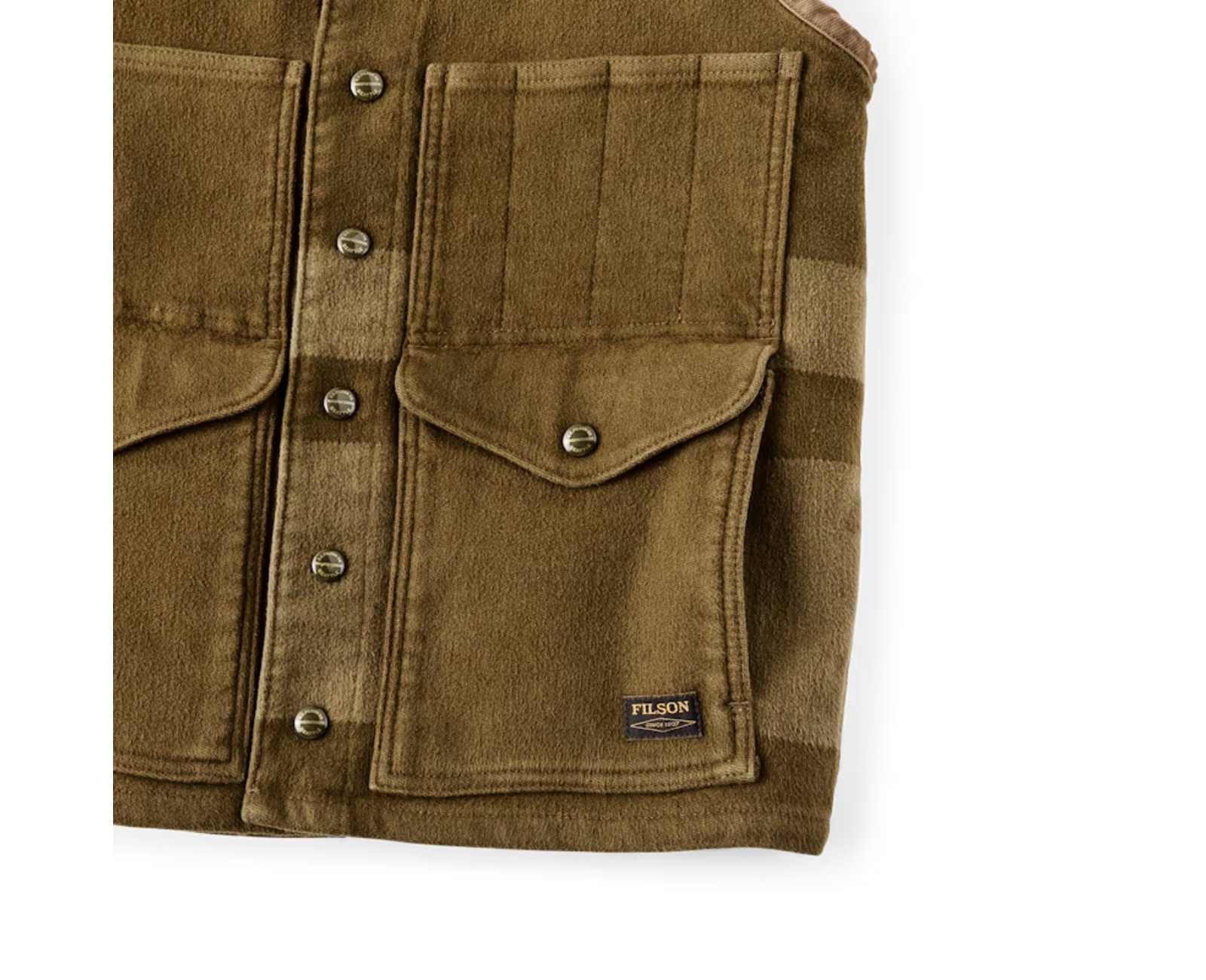 Filson Men's Beartooth Cruiser Vest - Marsh Olive Blanket Stripe - XL