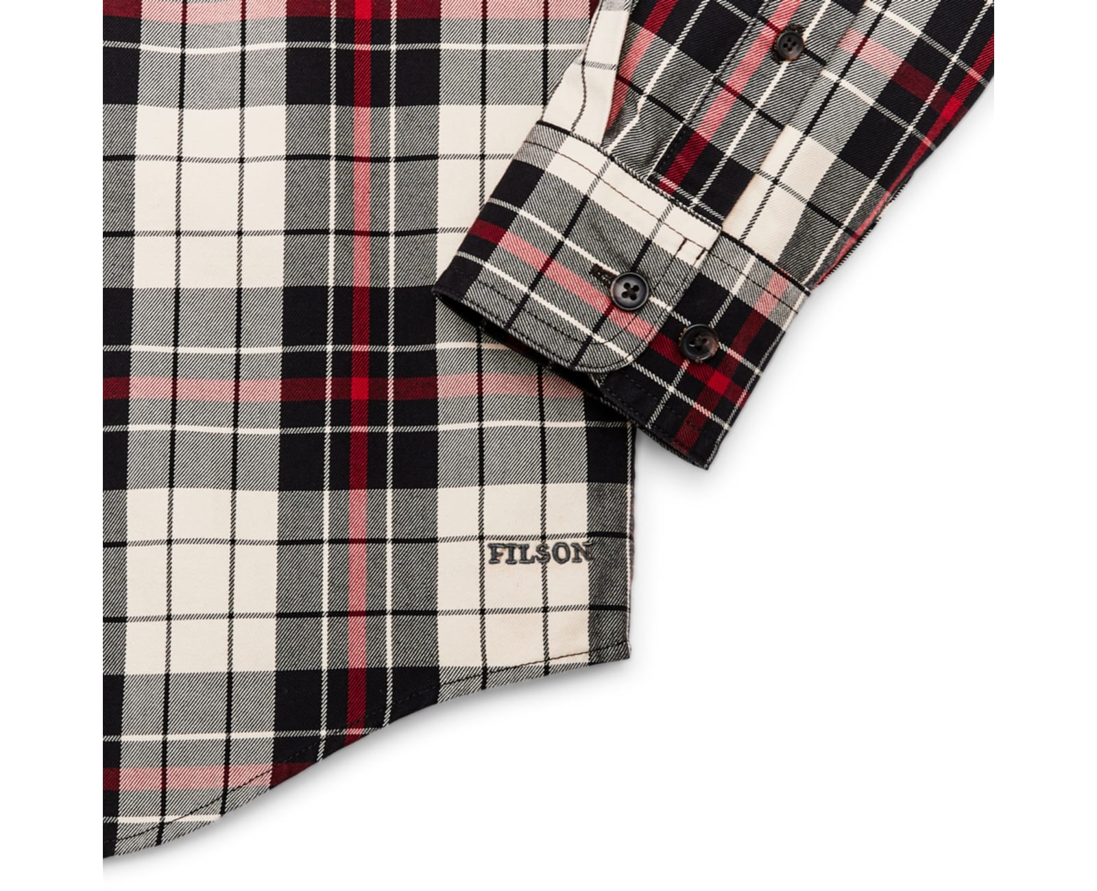 Filson Men's Light Weight Alaskan Guide Shirt - Off White/black Red - XL