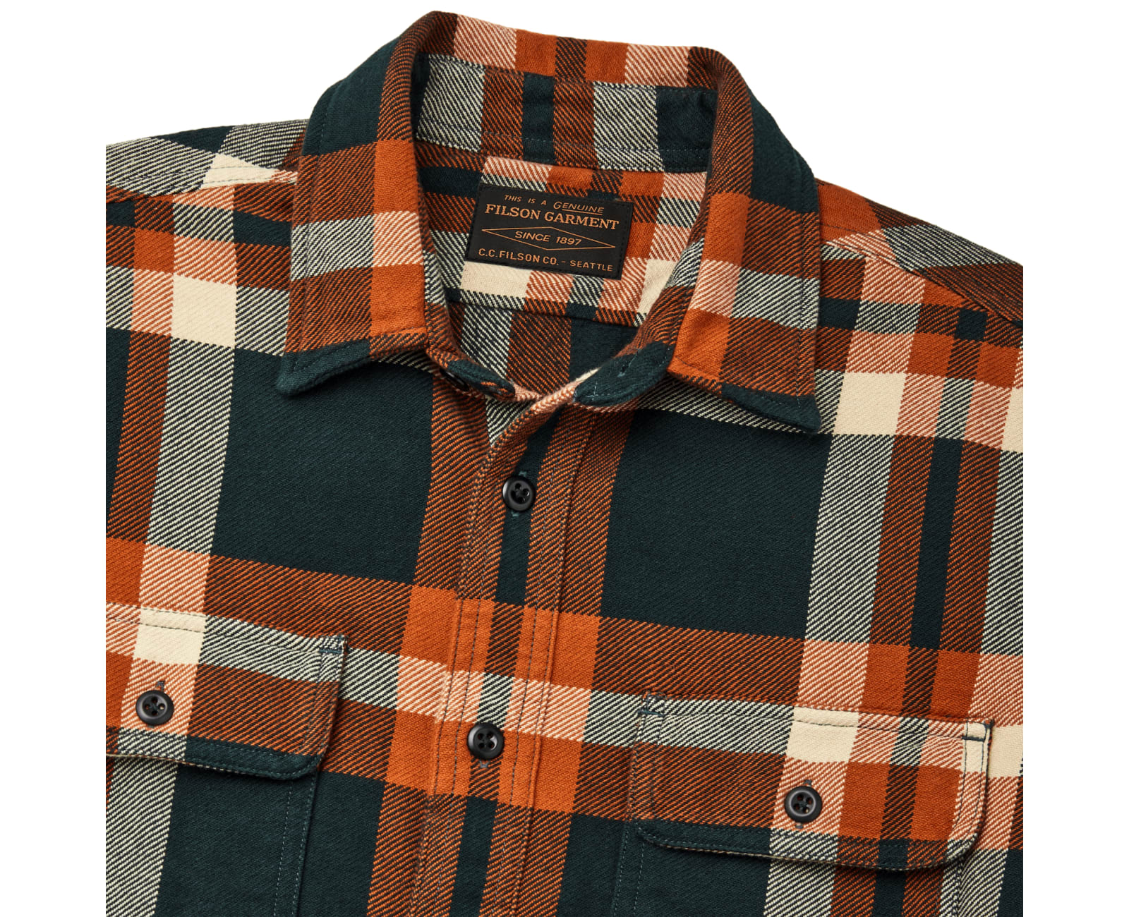 Filson Men's Vintage Flannel Work Shirt - Firrvrrust - Large