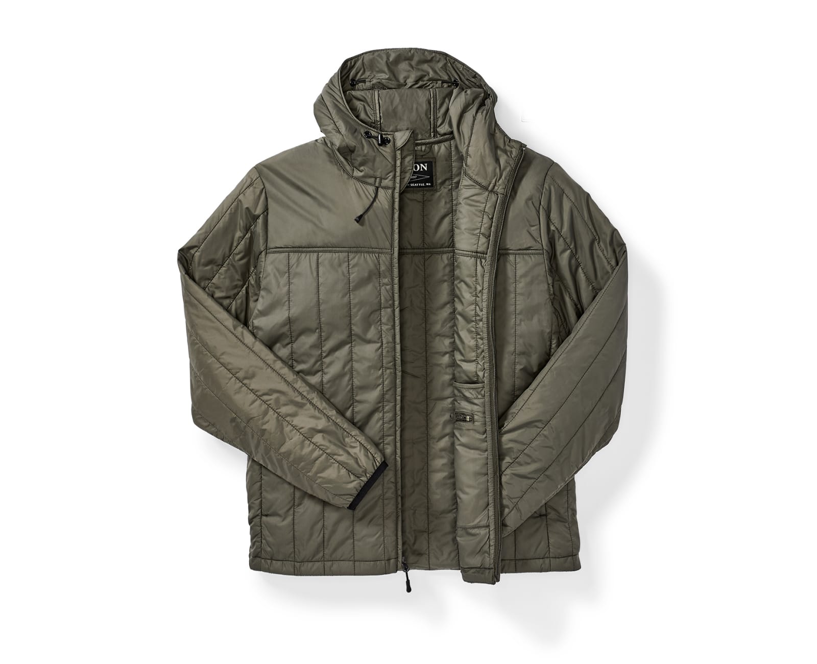 Filson Men's Ultralight Hooded Jacket - Olive/gray - Small