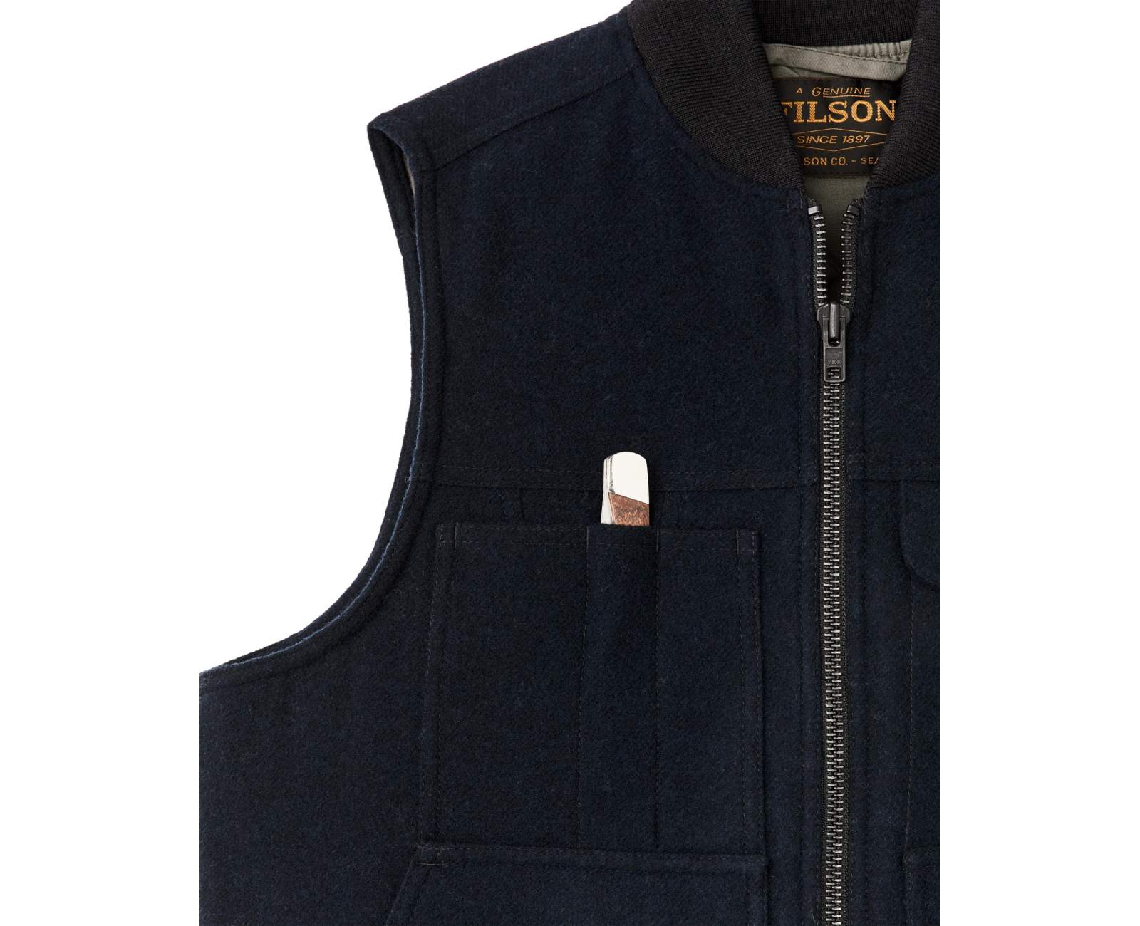 Filson Men's Insulated Wool Work Vest - Navy - Large