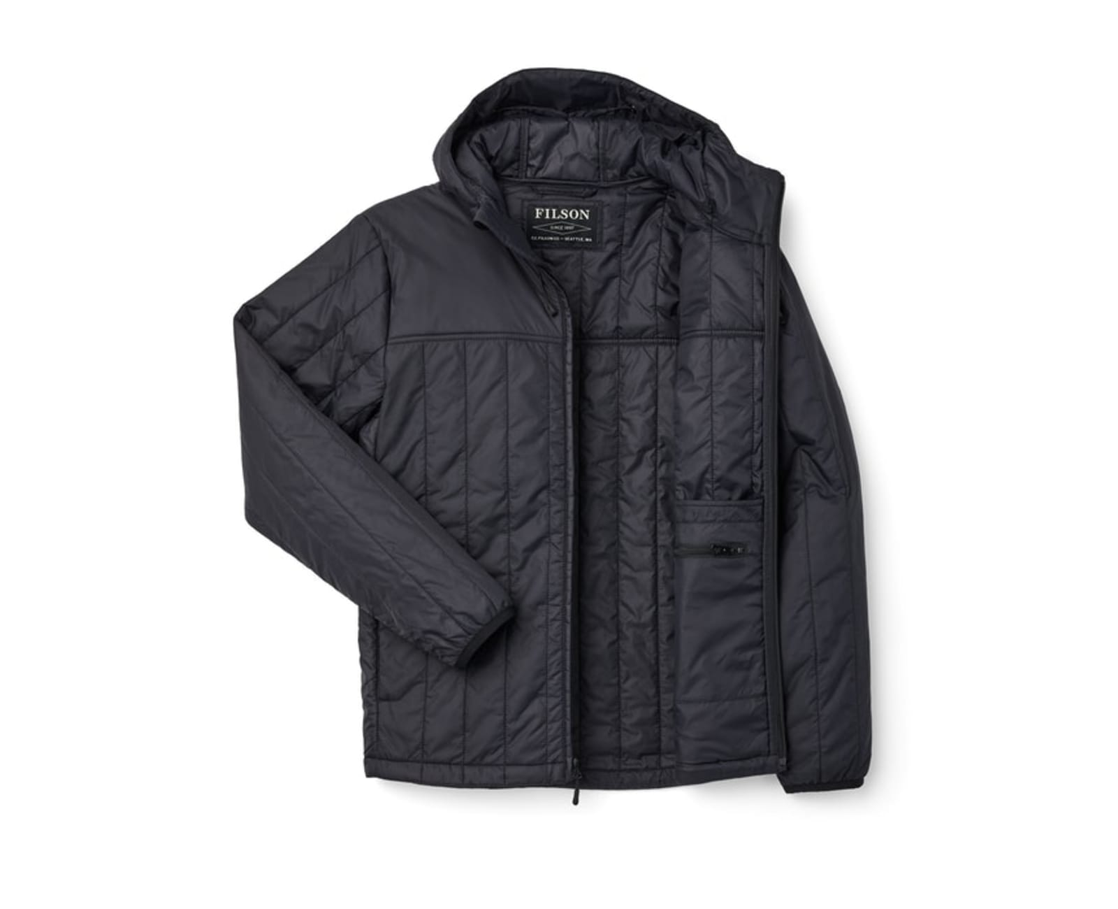 Filson Men's Ultralight Hooded Jacket - Black - XL