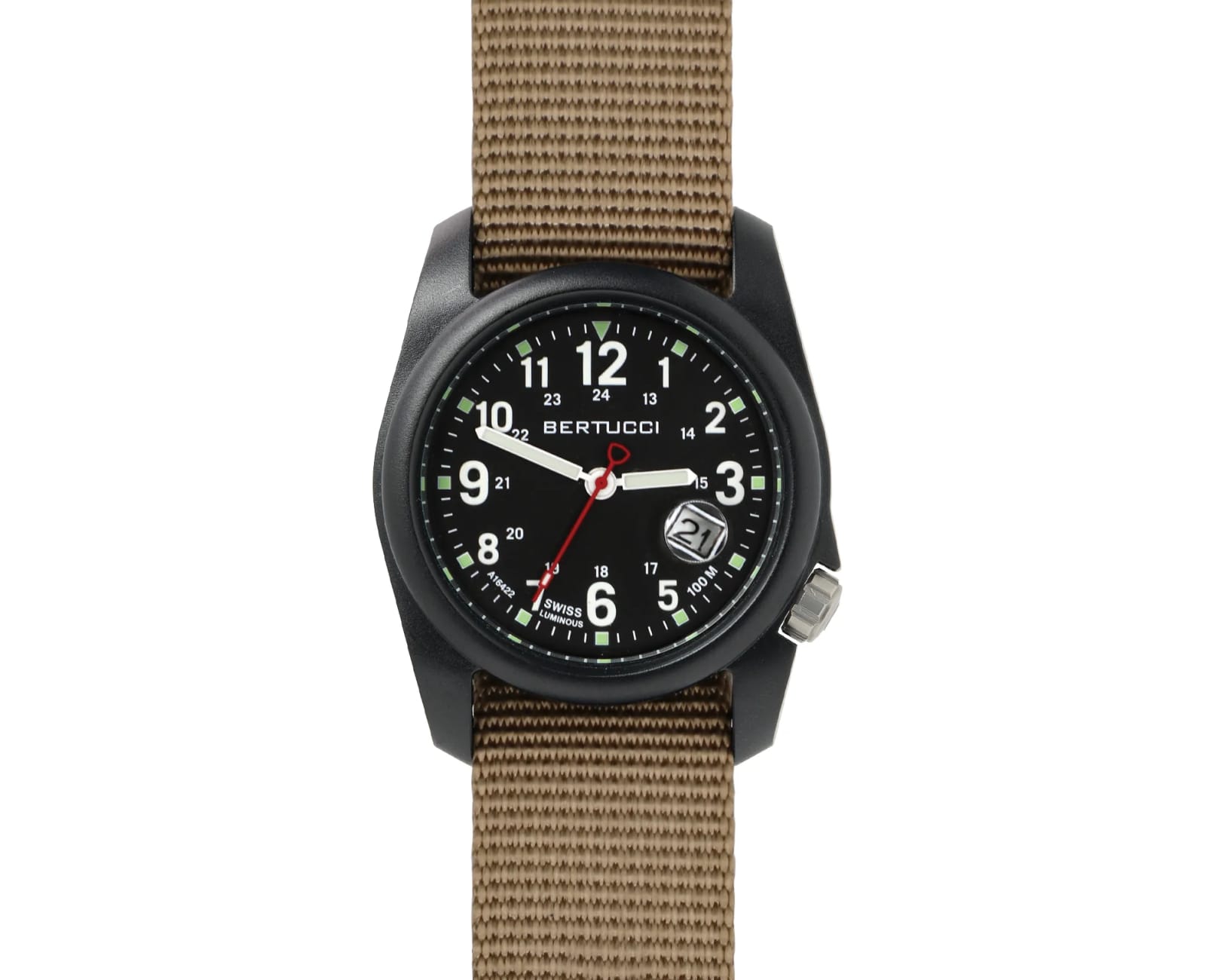 Bertucci Dx3 Super - Black Dial / Black Case- 365 Bertucci Khaki Nylon Band