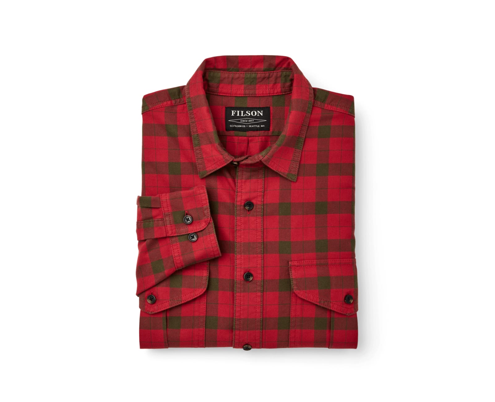 Filson Men's Lt Wt Alaskan Guide Shirt - Redsurgrn - Medium