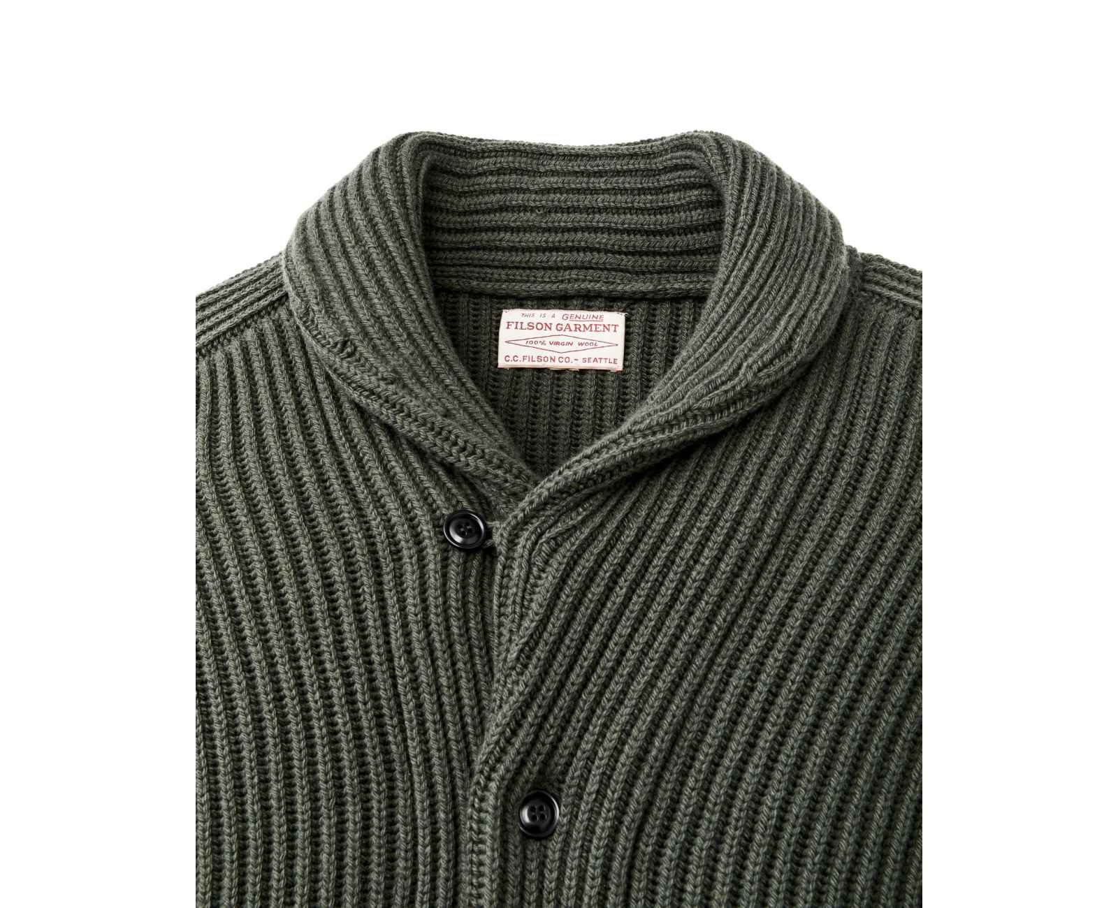 Filson Men's Bristol Cardigan Sweater - Forest Green Heather - Medium
