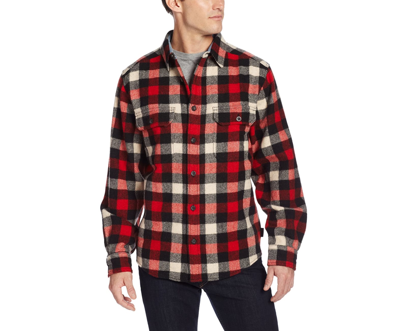 Woolrich Men's Wool Buffalo Shirt - Red/White/Black/Plaid - S