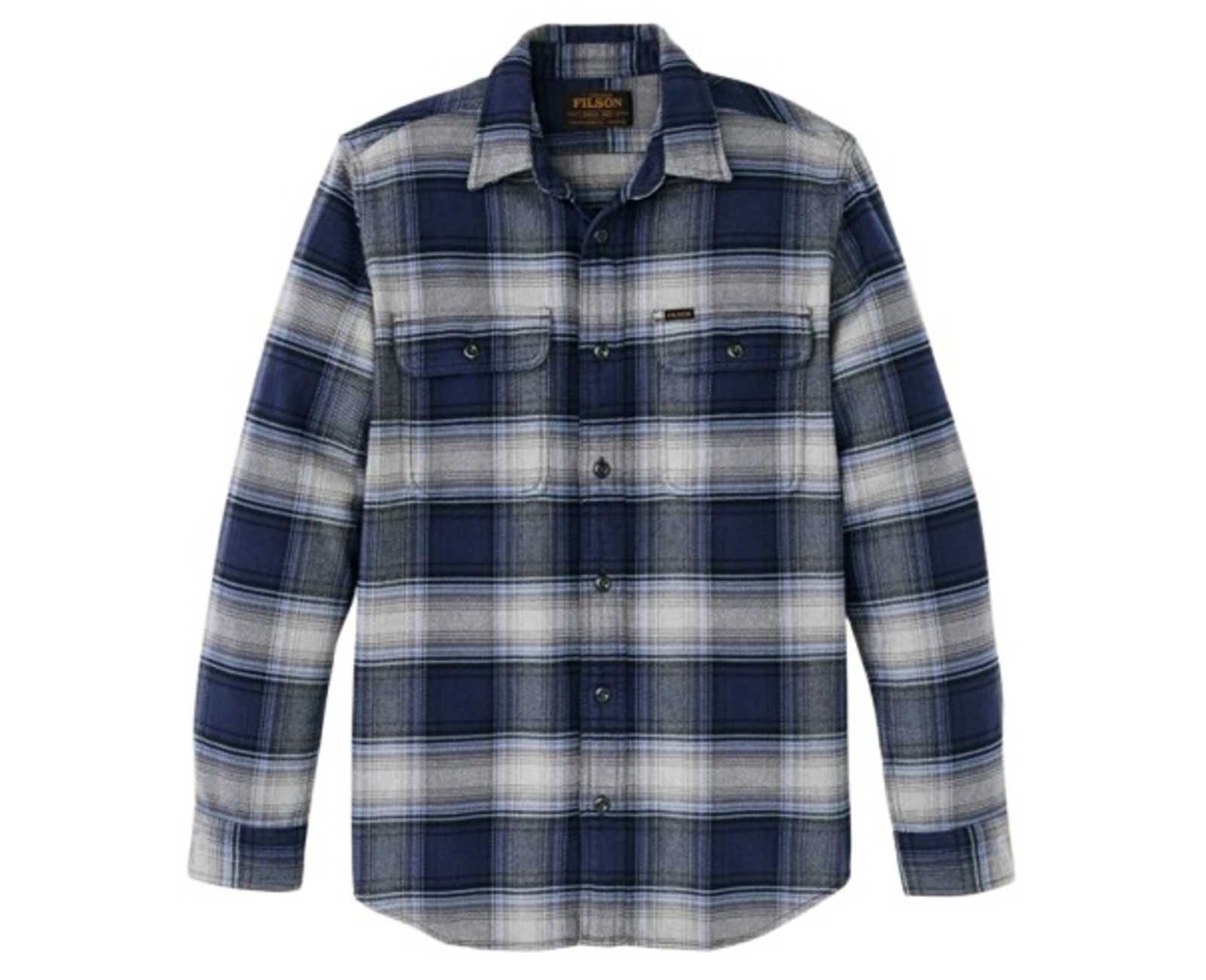 Filson Men's Vintage Flannel Work Shirt - Light Blue/Navy Plaid - XL