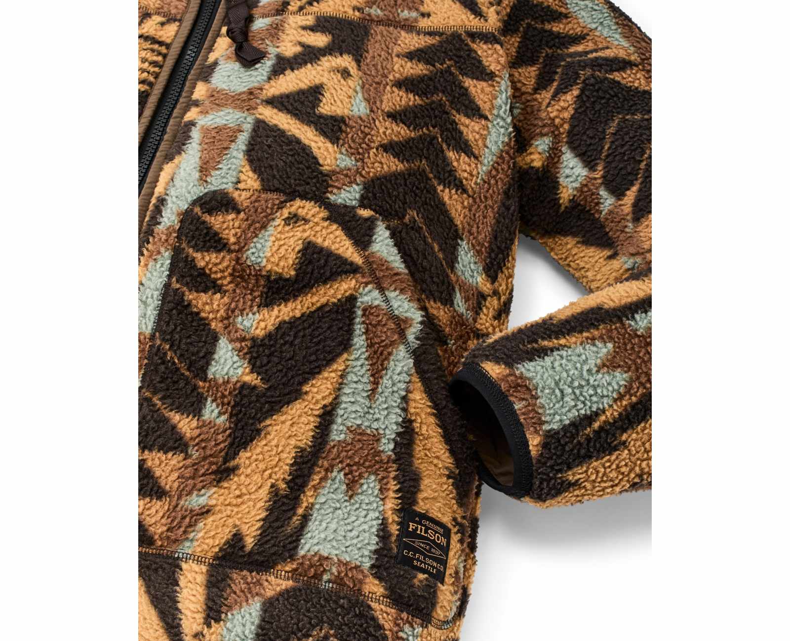 Filson Men's Reversible Pile Fleece Jacket - Brown/Night Camp - XL