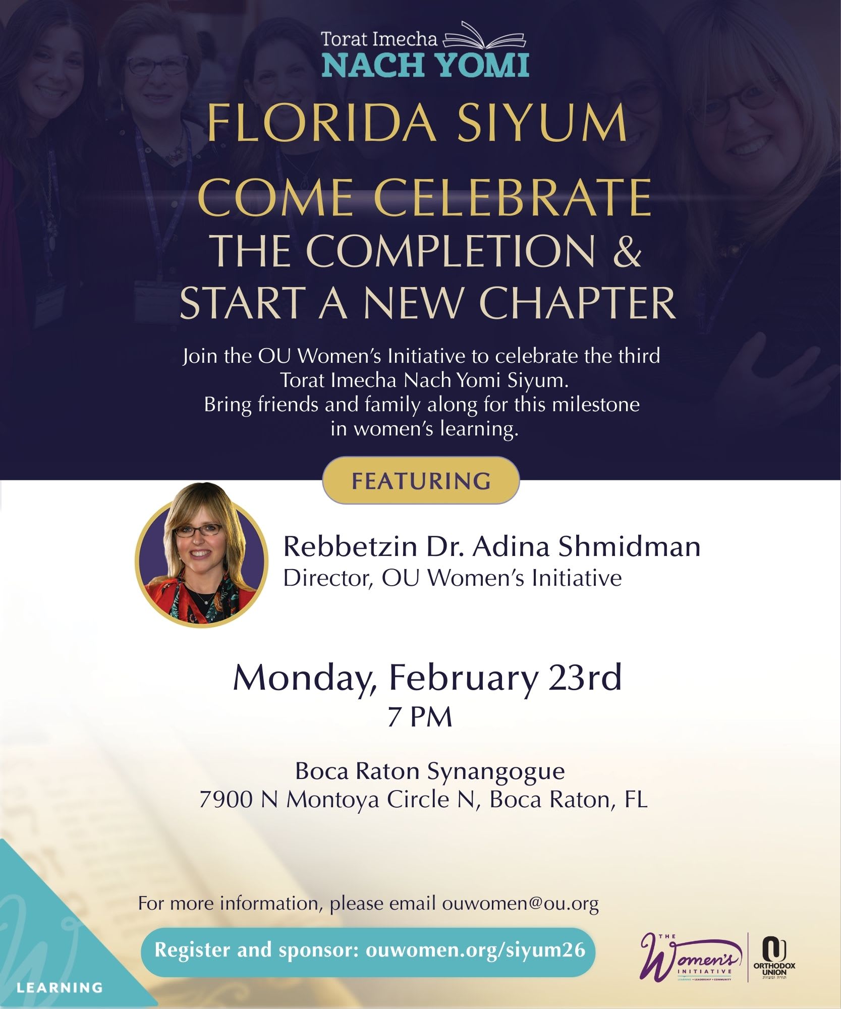 Boca Raton Siyum 2026 – Register below - OU Women