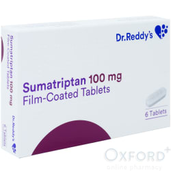 Buy Sumatriptan 100mg, 6 Tablets for £11.95
