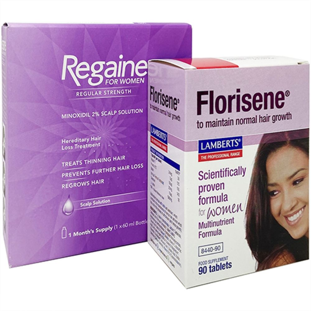 Regaine For Women 60ml and Florisene 90 tablets for hair loss