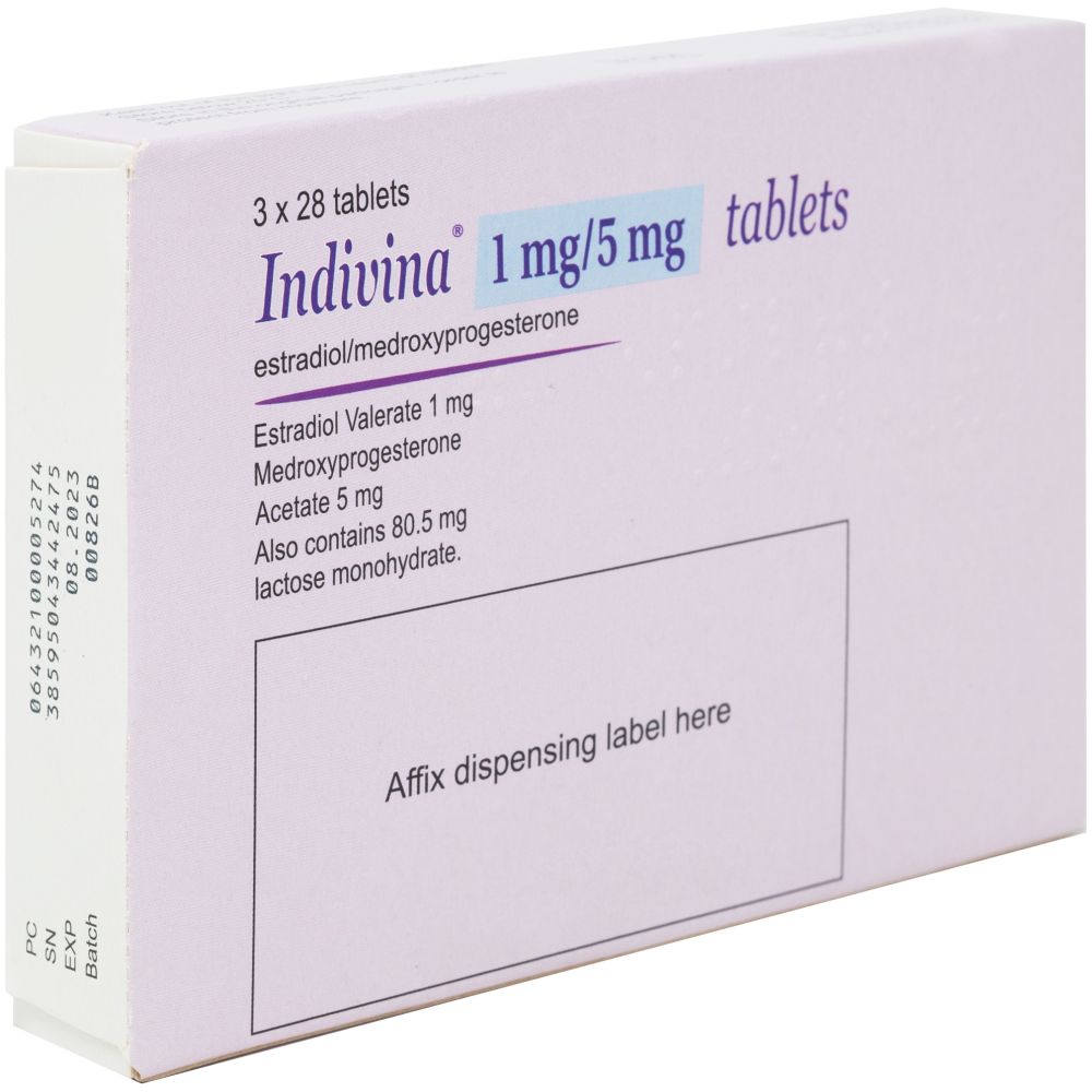Buy Indivina 1/5mg, 84 HRT Therapy Tablets for £49.98
