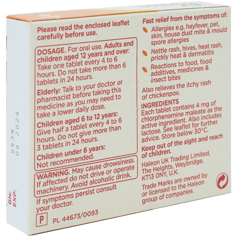 Piriton Allergy Tablets - Antihistamine (Chlorphenamine)