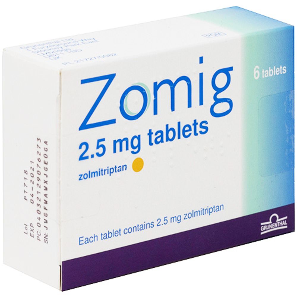 Buy Zomig 2.5mg, 6 Tablets for £31.95