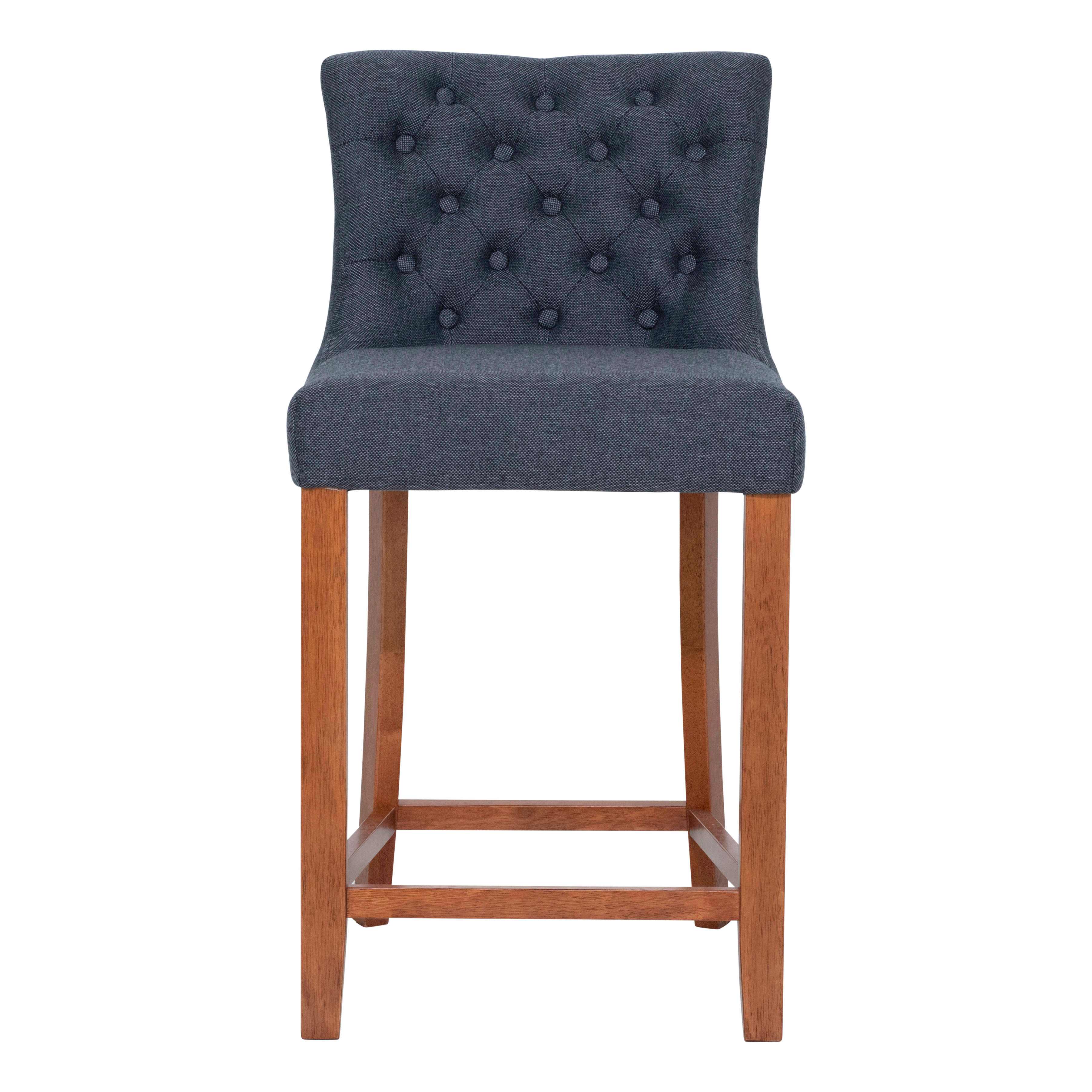 Xavier Bar Chair in Grey Fabric / Blackwood Stain | OZ Design Furniture
