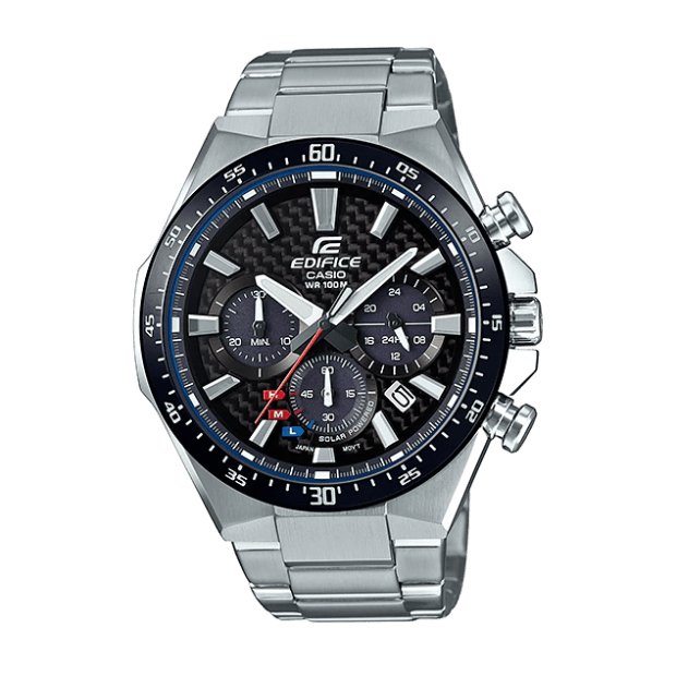 CASIO Ediface Stainless Steel Solar Chronograph Men's Watch - Black ...