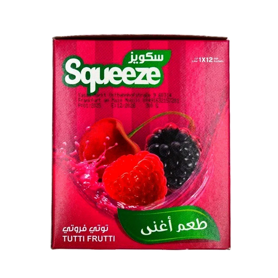 Squeezy Juice with Tutti Frutti Flavor 12 Sachets 1 Liter - Jana food