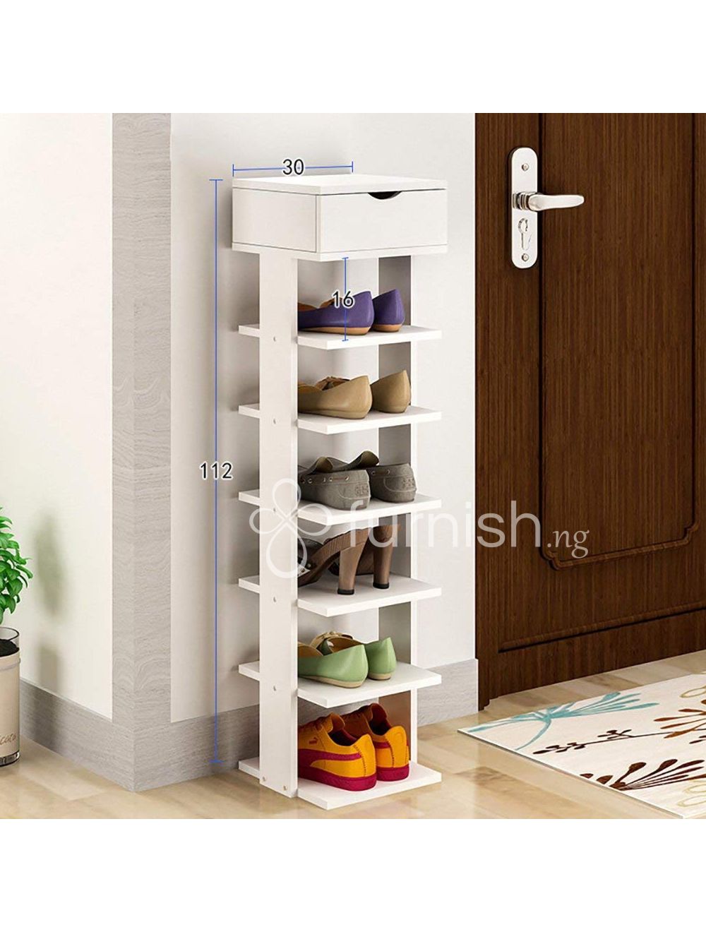 Buy 6-Level, 1-foot Shoe Shelf with Drawer (MDF/HDF) from FURNISH.NG ...